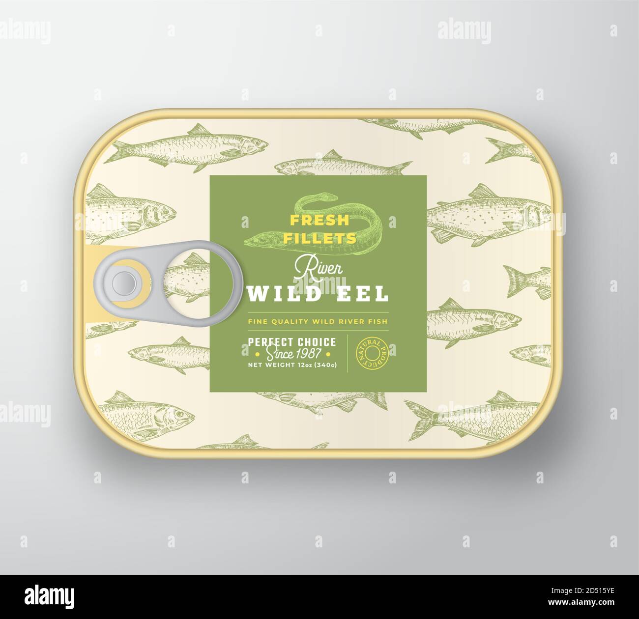 Canned Fish Label Template. Abstract Vector Aluminium Container with ...