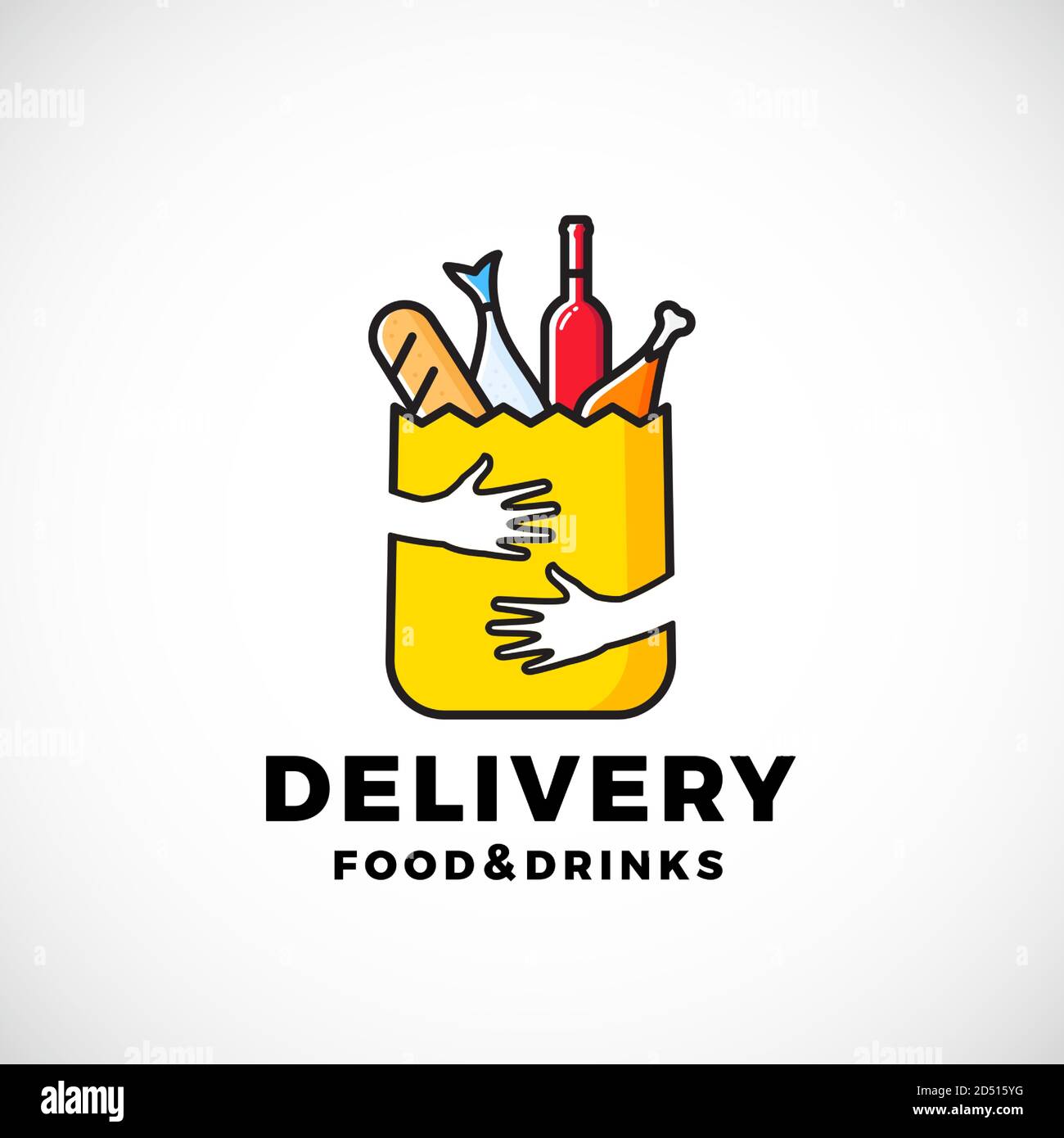 Food and Drinks Delivery Abstract Vector Sign or Logo Template. Paper ...