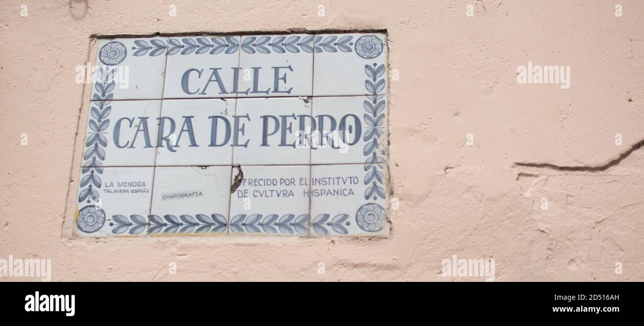 decorative sign indicating a street name in the historical and colonial ...