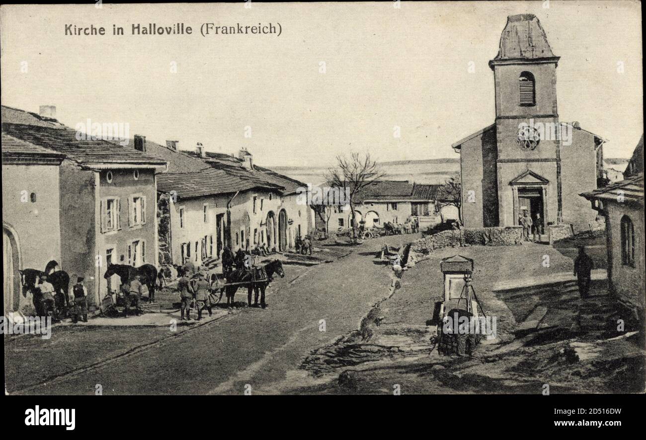 Halloville en Meurthe et Moselle, Vue de l'Église, Blick zur Kirche ...