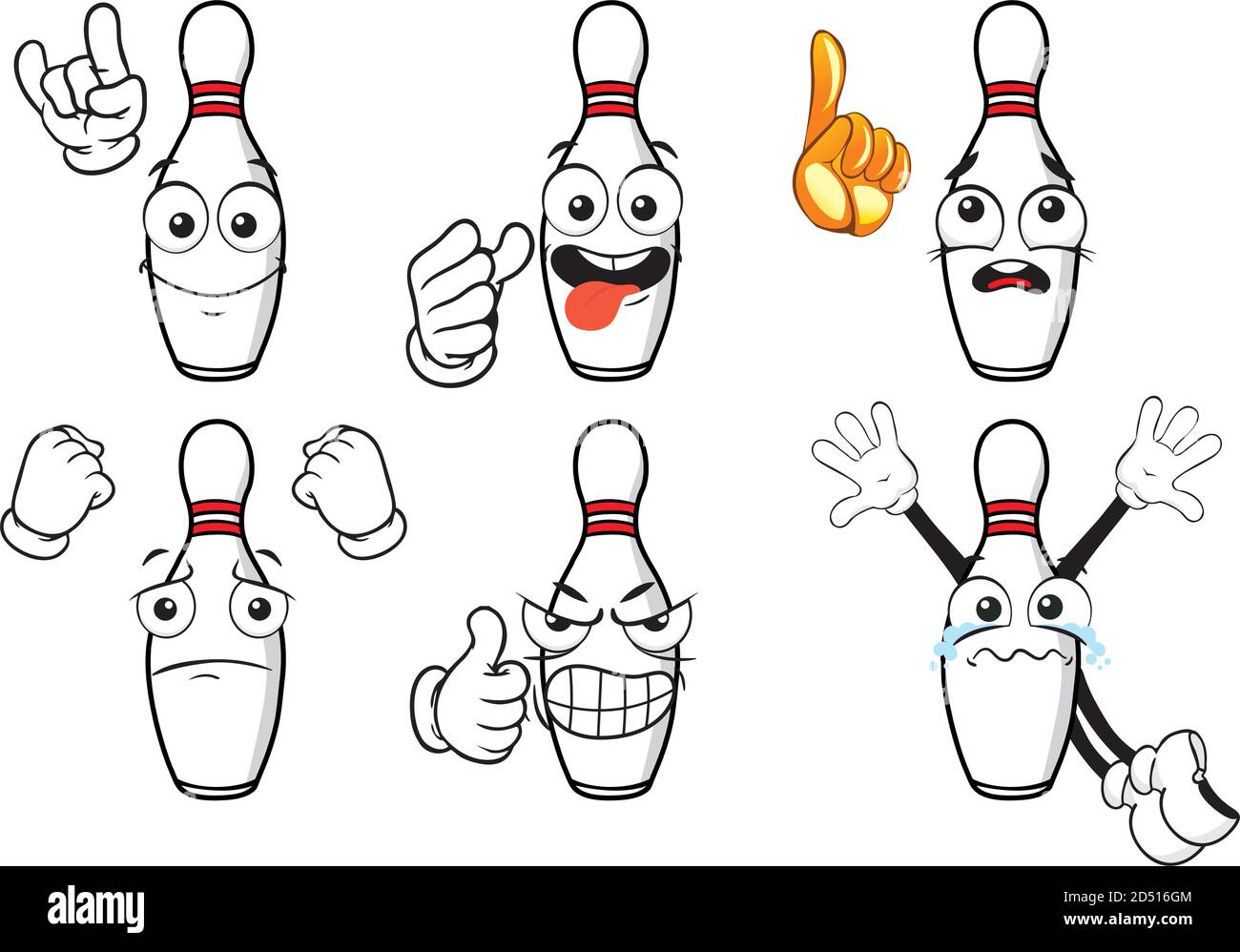 Bowling Pins With Faces Clipart