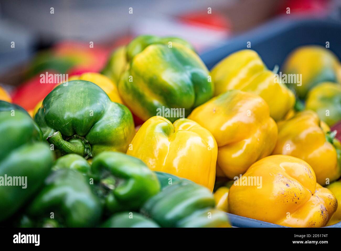 Peppers on display at a farmers market Stock Photo - Alamy