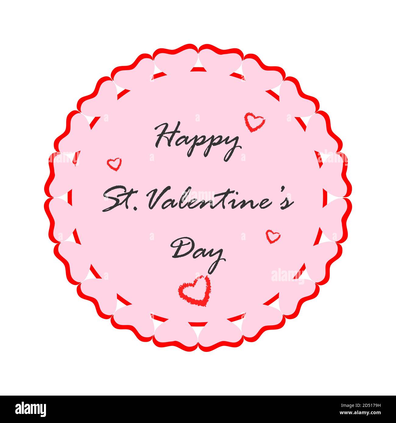 Decorative circle frame template with space for text and hearts. Wish ...