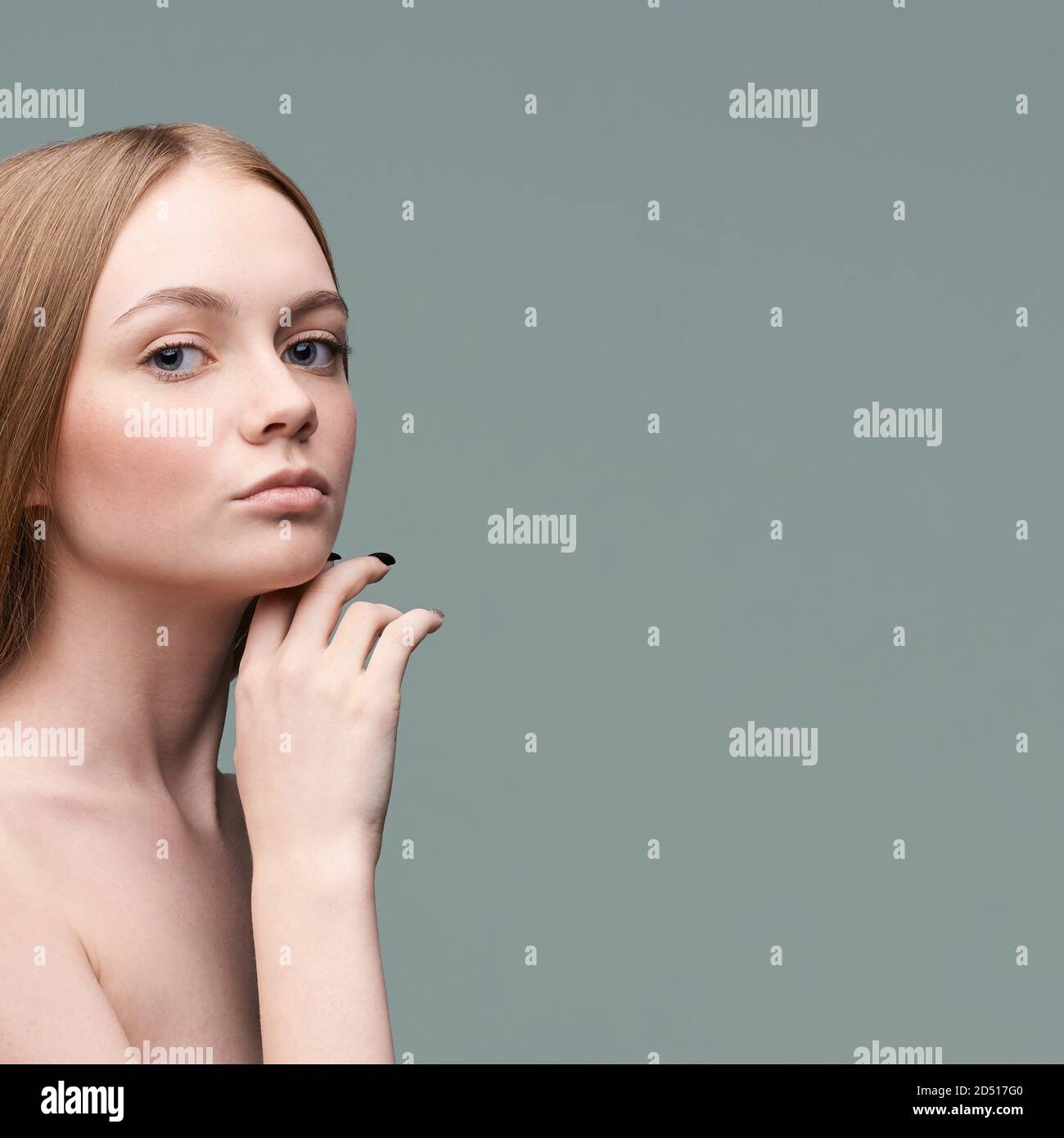 Young pretty woman studio portrait. Cosmetology concept Stock Photo - Alamy