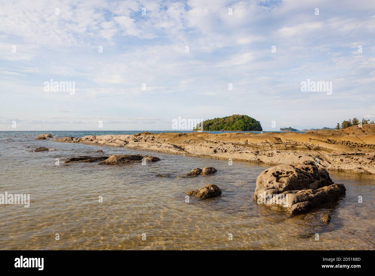 Smooth long rocks beach borneo malaysia Stock Photo - Alamy