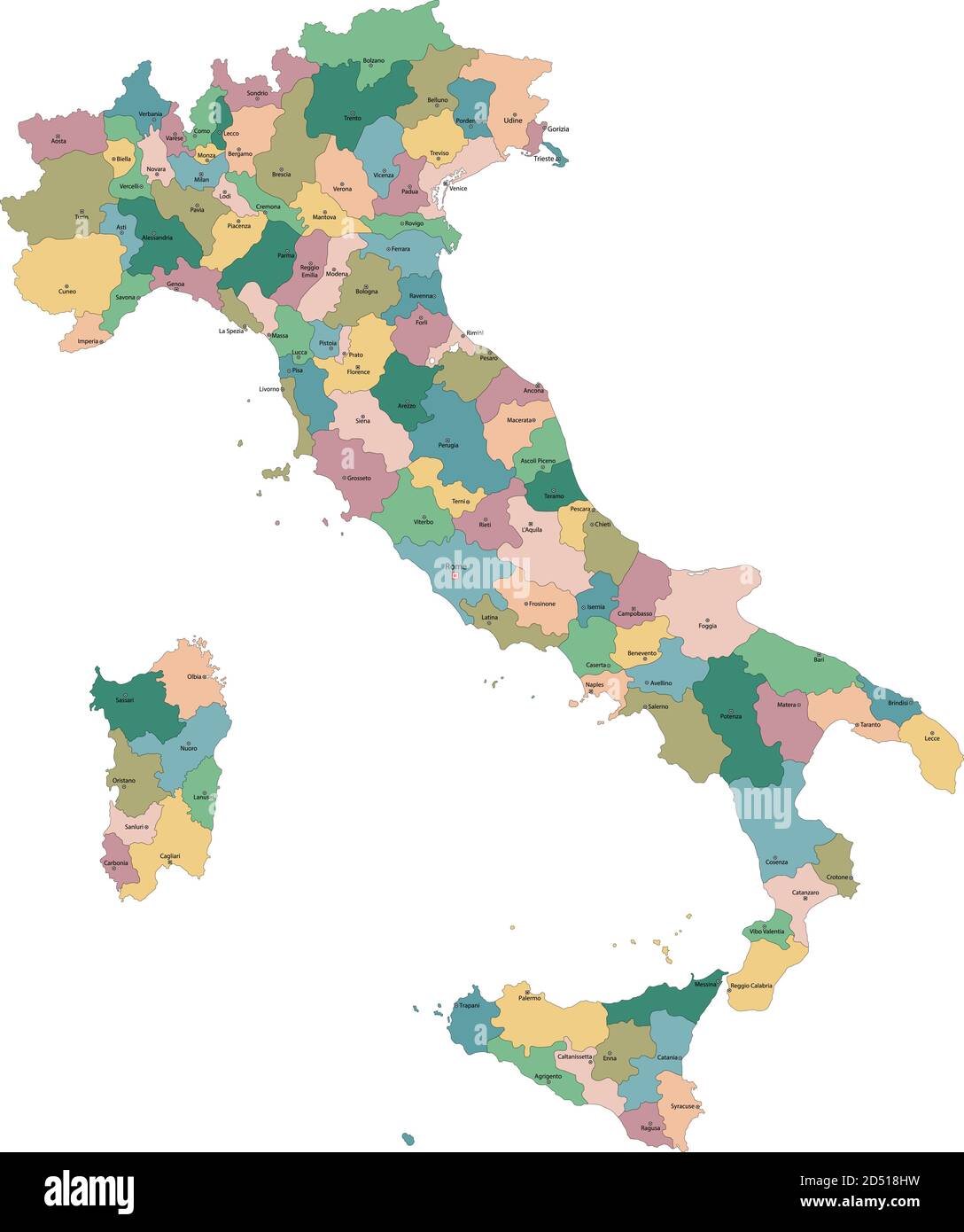 Vector illustration of administrative regions of Italy Stock Vector ...