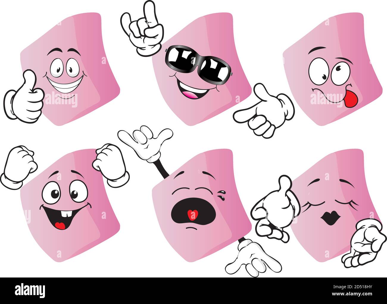 A vector set of cartoon erasers for different situations. Drawing ...