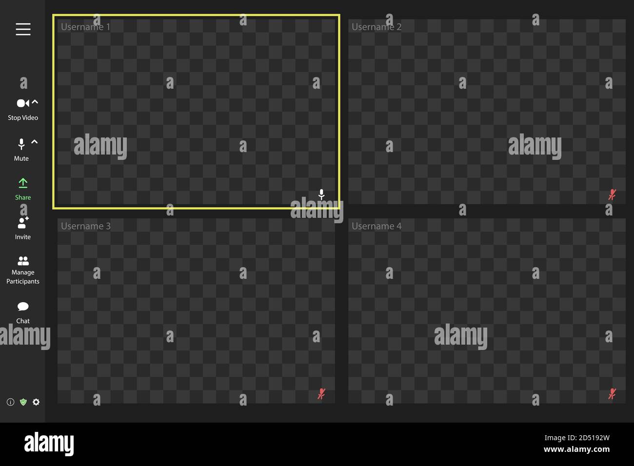 Group video meeting user interface, video conference calls window ...