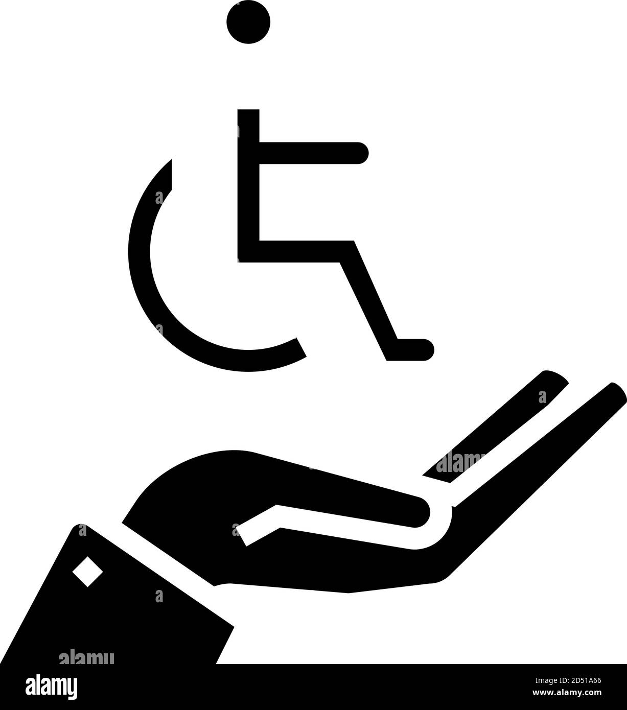 hand hold disabled human sign glyph icon vector illustration Stock ...
