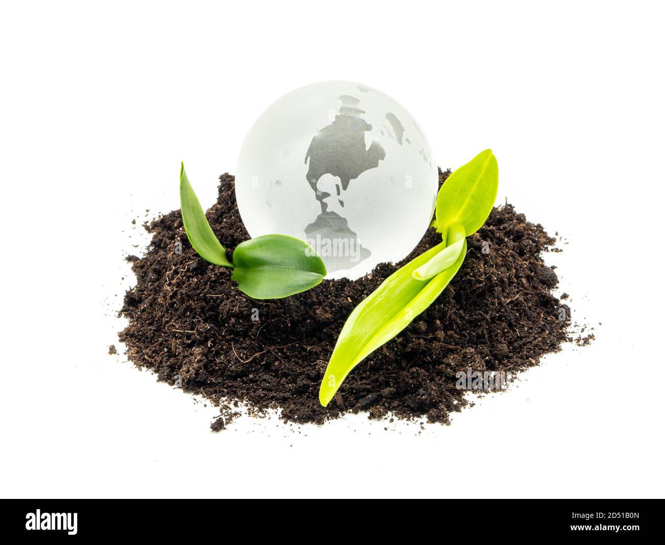 World globe with plants and earth isolated Stock Photo - Alamy