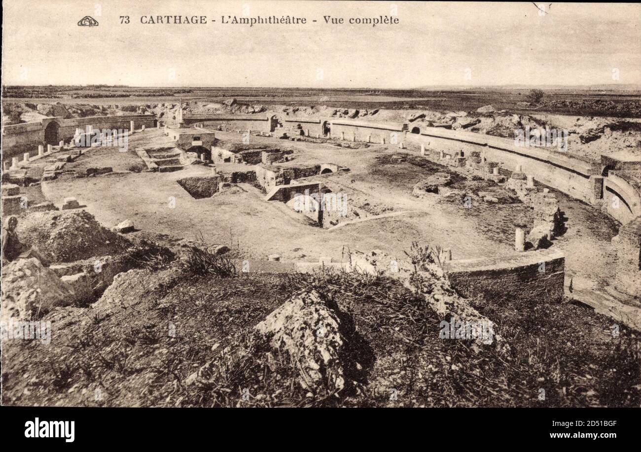 Carthage Tunesien, L'Amphitheatre, Vue complete, Gesamtansicht | usage ...