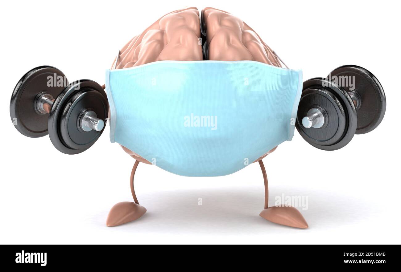 3D concept of a brain with a mask Stock Photo - Alamy
