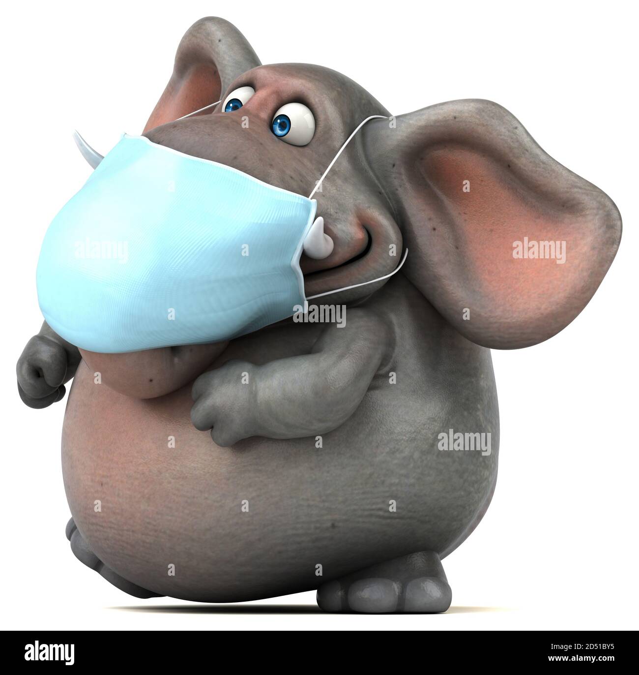 Fun 3D illustration of an elephant with a mask Stock Photo - Alamy
