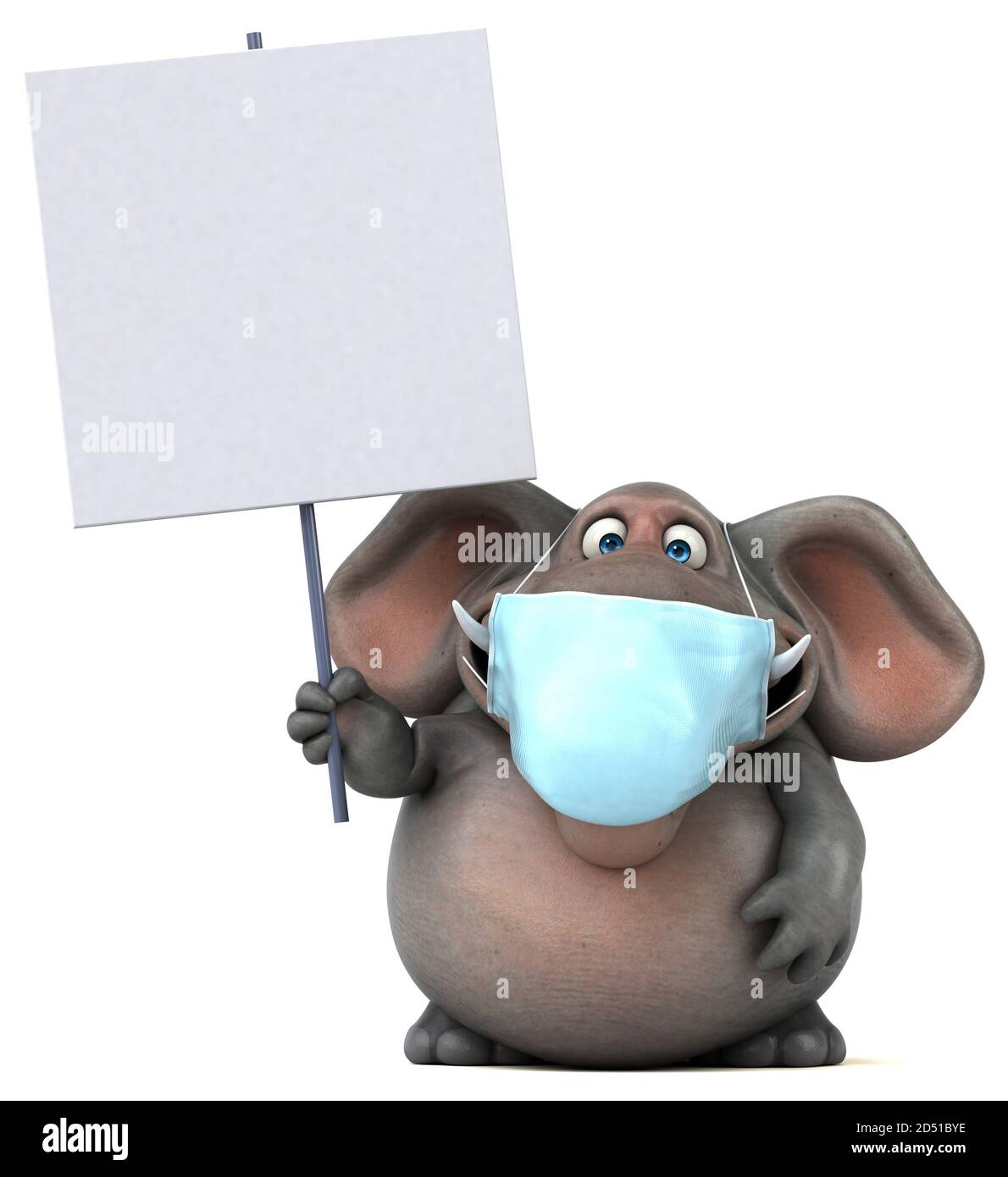 Fun 3D illustration of an elephant with a mask Stock Photo - Alamy