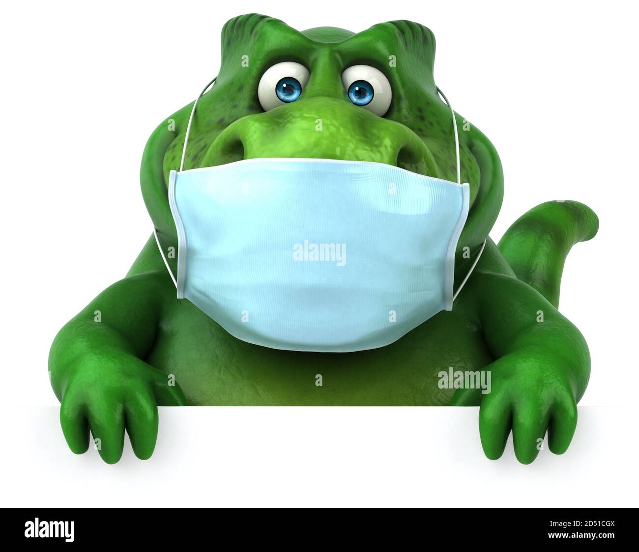 Fun cartoon dinosaur with a mask Stock Photo - Alamy