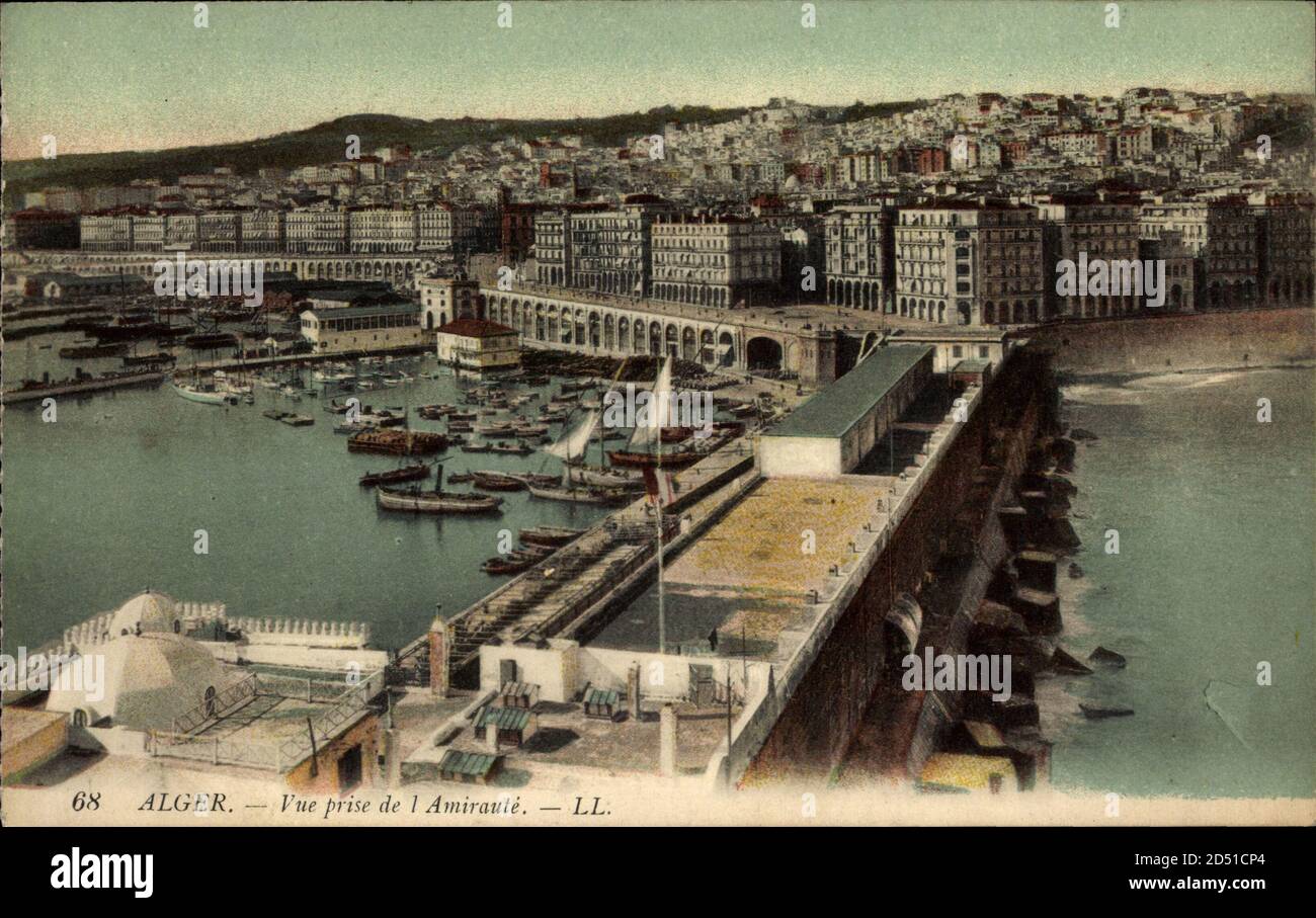 Alger Algerien, Vue prise de l'Amiraute, Hafenpartie mit Stadtblick | usage worldwide Stock ...