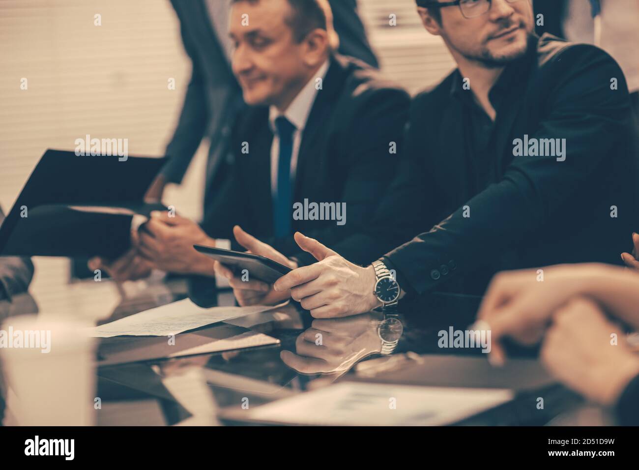 close up. business people work with documents in the office Stock Photo ...