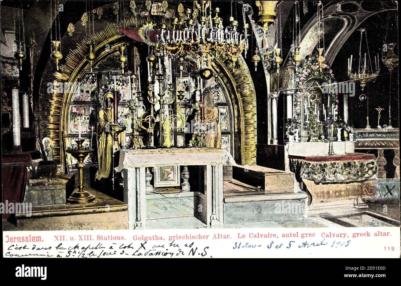 Jerusalem Israel, XII u. XIII Station, Golgatha, Griechischer Altar ...