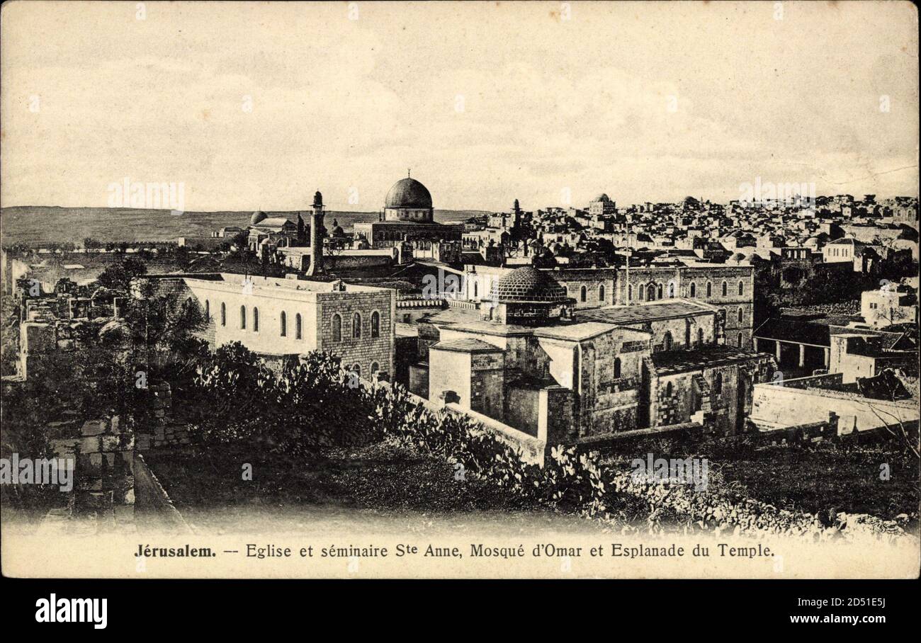 Jerusalem Israel, Eglise et seminaire Ste. Anne, Mosque d'Omar, Temple ...