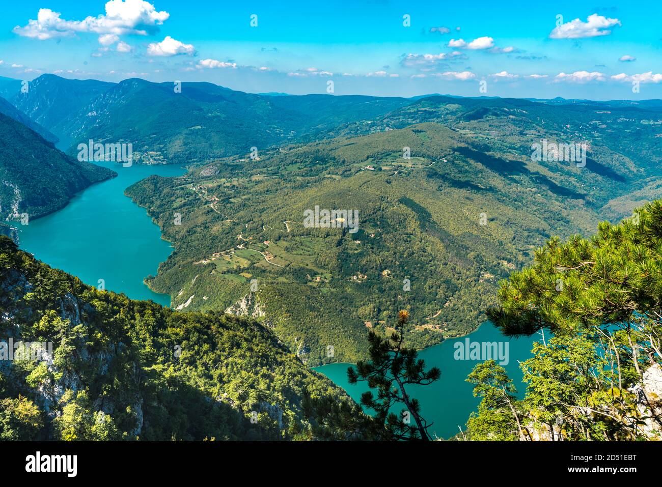 View at Perucac lake and river Drina from Tara mountain in Serbia Stock ...