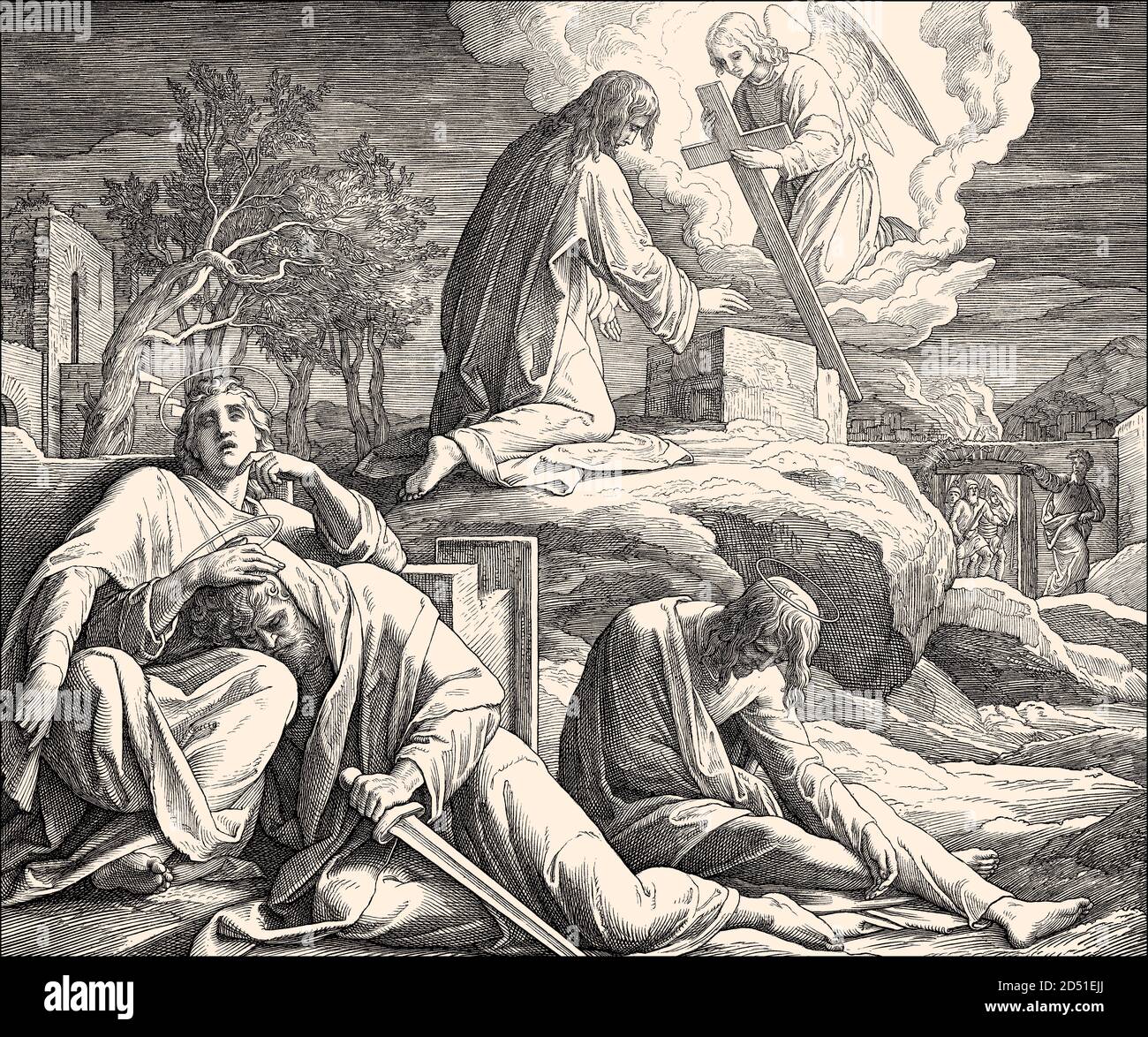 The Agony in the Garden of Gethsemane, New Testament, by Julius Schnorr ...