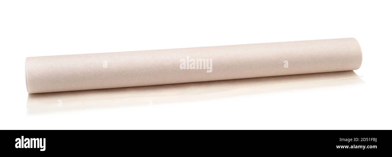 Roll of parchment paper for cooking isolated on white Stock Photo - Alamy