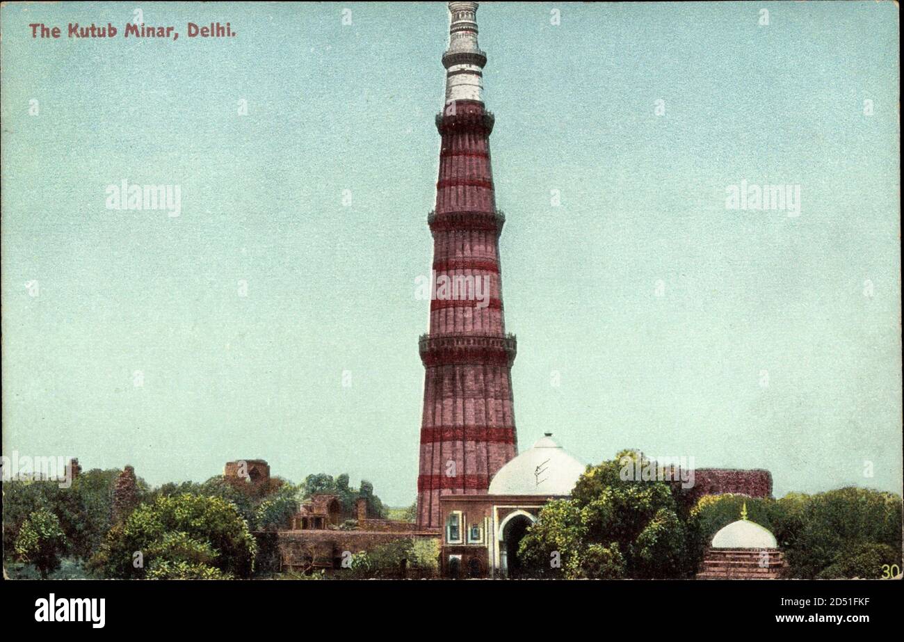 Delhi Indien, general view of the Kutub Minar and surrounding | usage ...