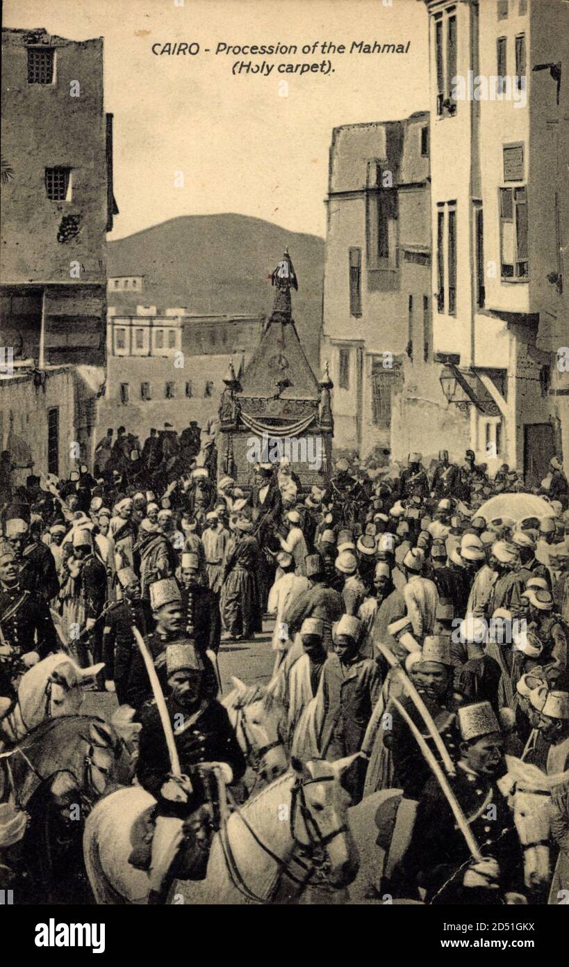 Cairo in Ägypten,Procession of the Mahmal, Holy carpet, Männer m ...