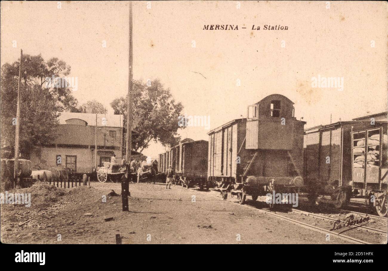 Mersina Türkei, vue générale de la station, chemin de fer, Eisenbahn ...