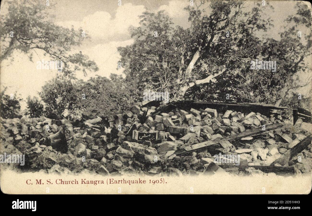 Kangra Indien, C.M.S. Church, Earthquake 1905, Erdbebeb, Kirche, Schutt ...