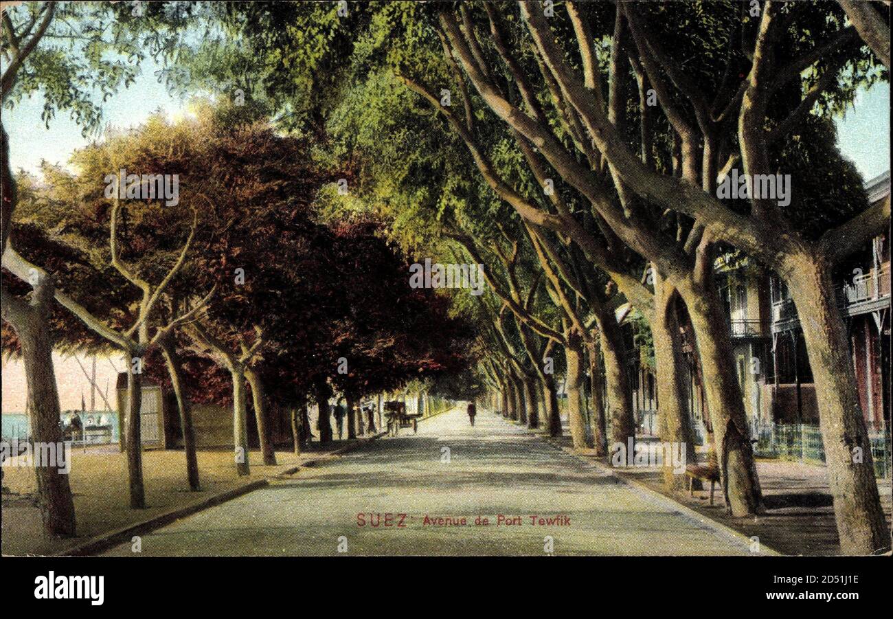 Suez Ägypten, Avenue de Port Newfik, Straßenpartie mit Häuser | usage ...