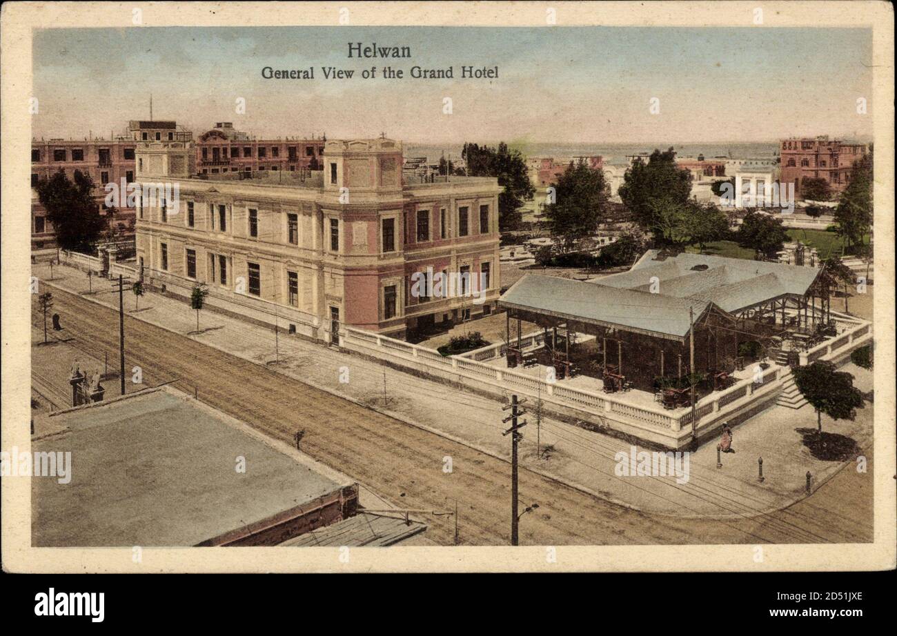 Helwan Ägypten, General View of the Grand Hotel, Straßenansicht | usage ...