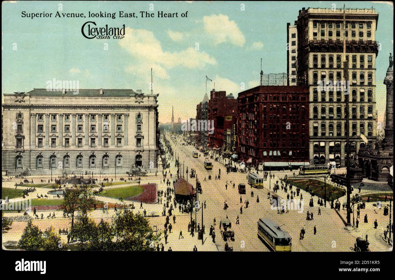 Cleveland Ohio, Superior Avenue, Straßenansicht | usage worldwide Stock ...