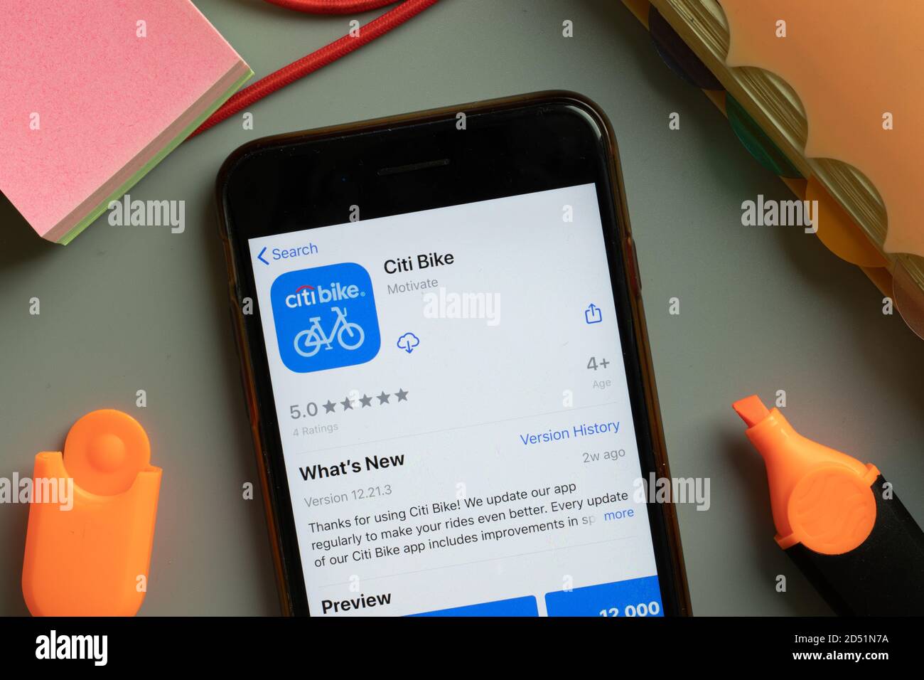 New York, USA - 29 September 2020: Citi Bike mobile app logo on phone ...