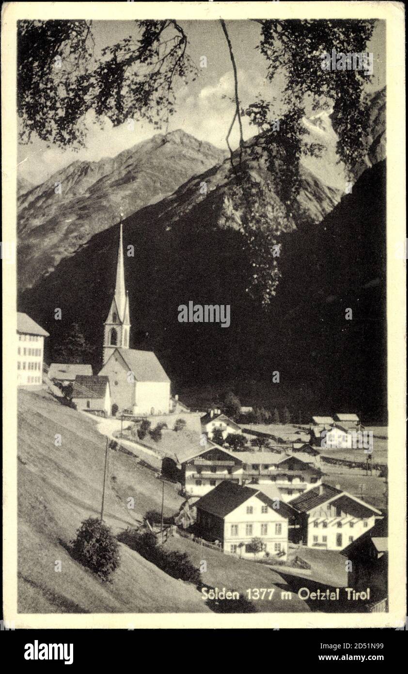 Sölden Tirol, Oetztal, Ort mit Kirche und Gebirge | usage worldwide ...
