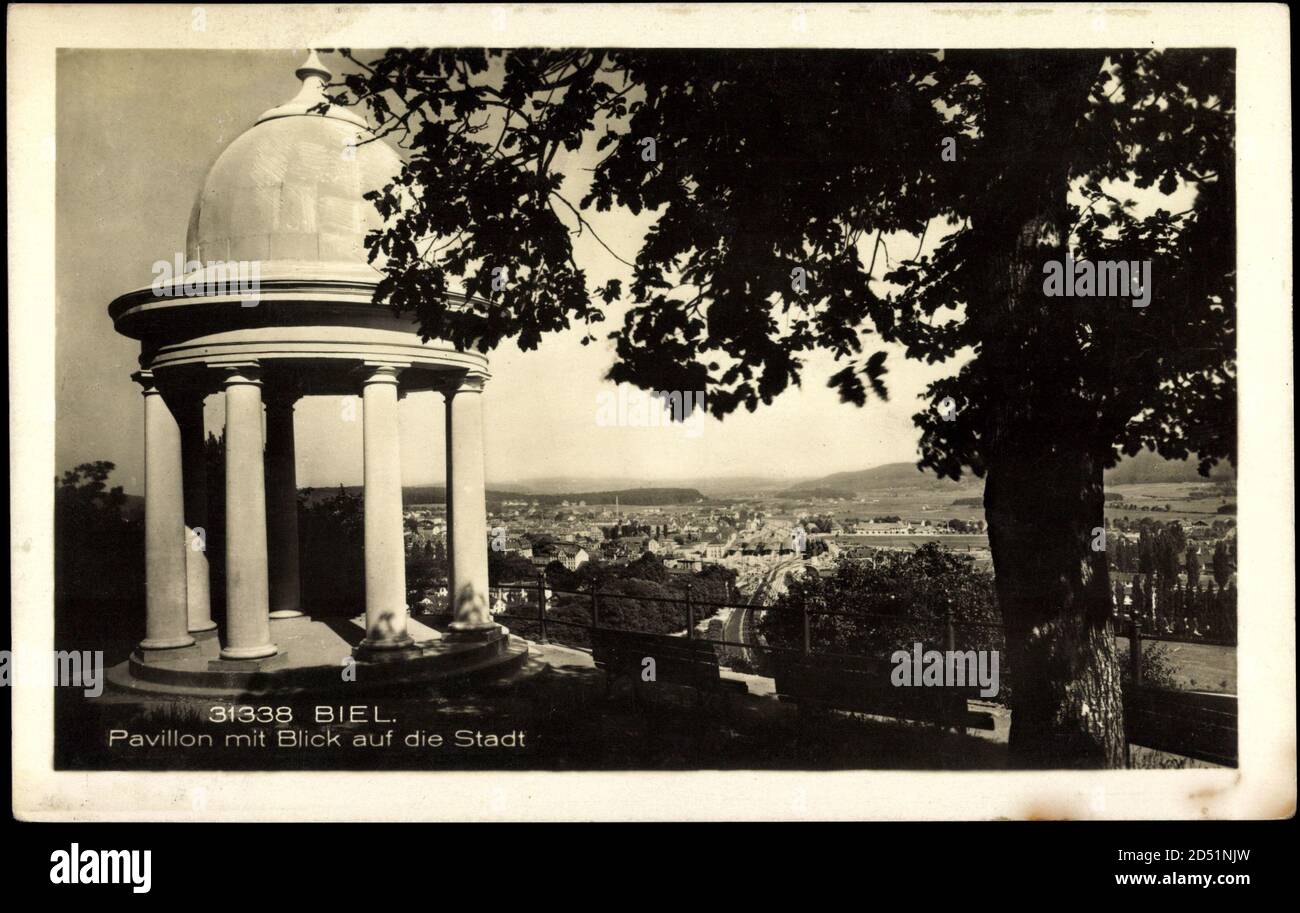 Biel Bern, Pavillon mit Blick auf die Stadt, Bahnhof | usage worldwide ...