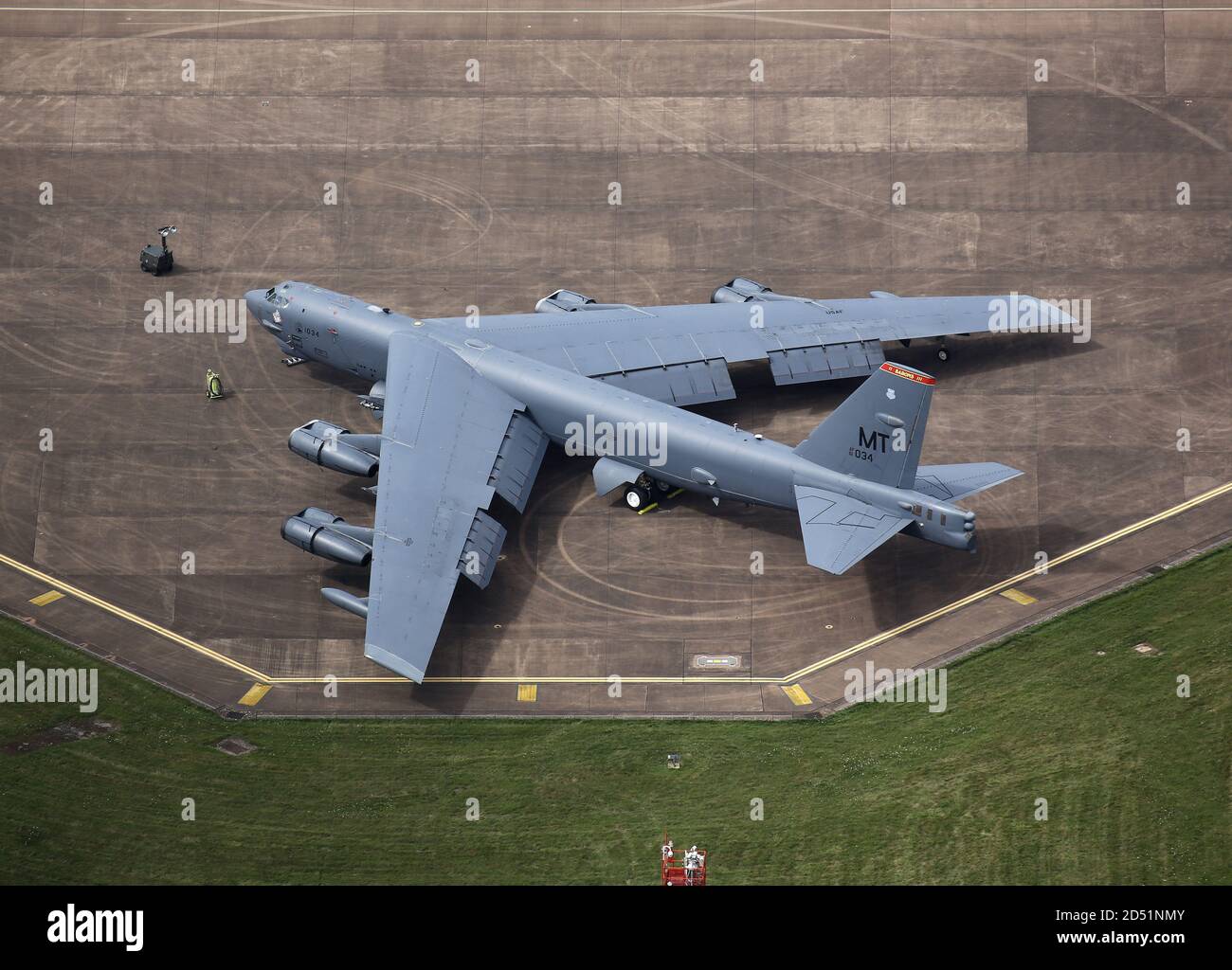 Aerial view of a Boeing B.52 Stratofortress on the ground at RAF ...