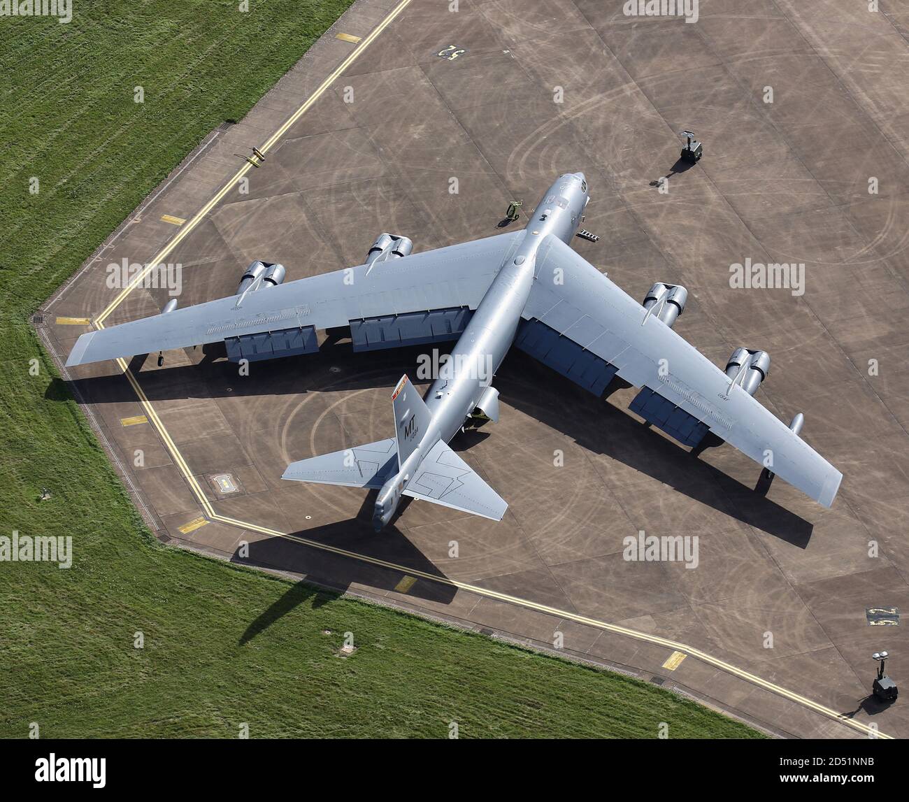 Aerial view of a Boeing B.52 Stratofortress on the ground at RAF ...