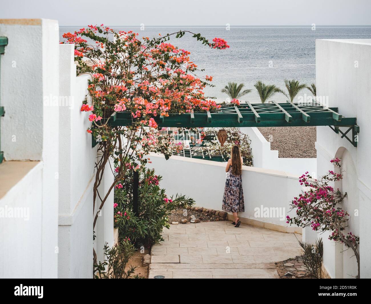 Beautiful white house on the sea background Stock Photo - Alamy