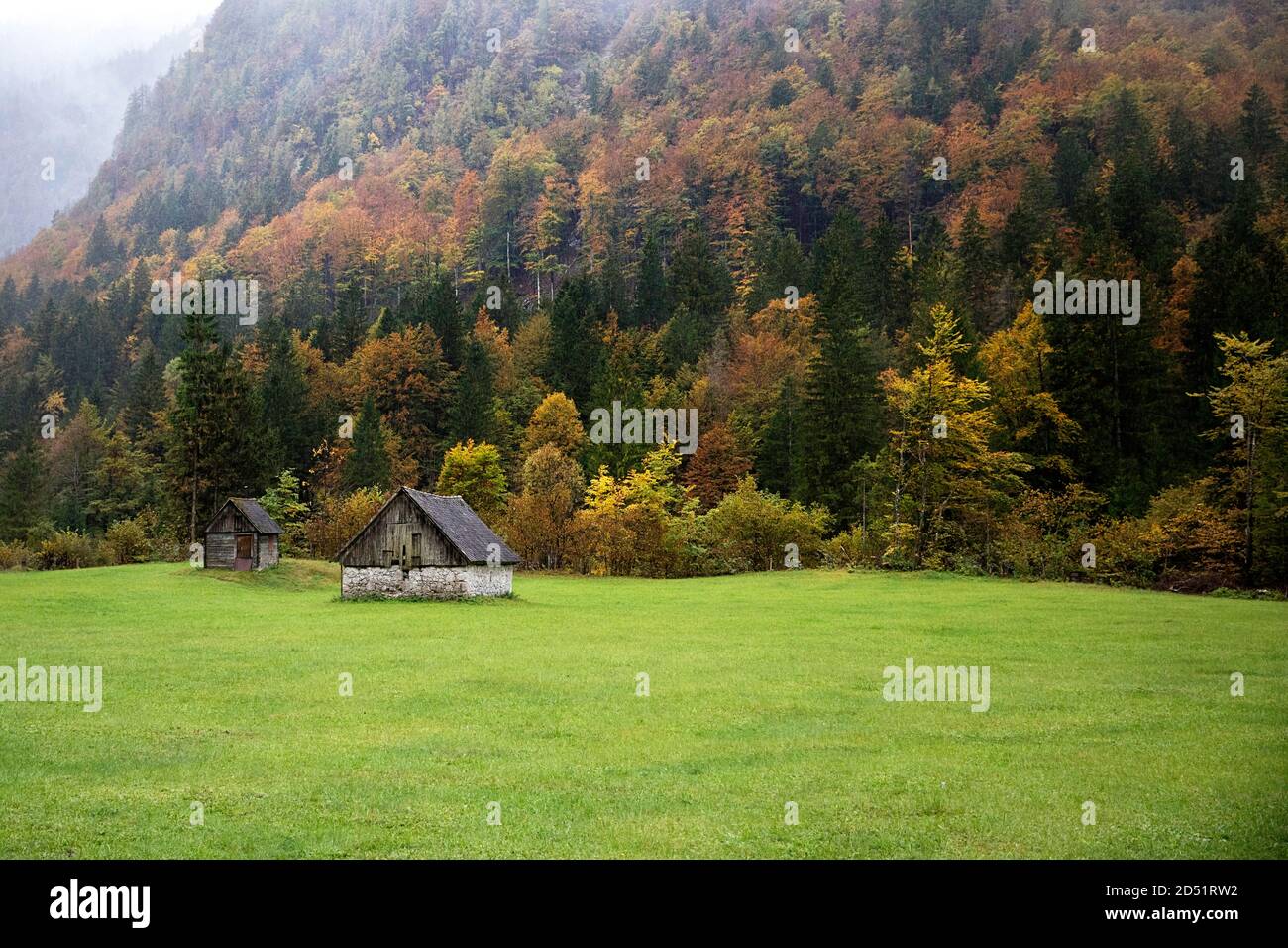 Typical hut in Radovna valley, Julian Alps, Slovenia Stock Photo - Alamy