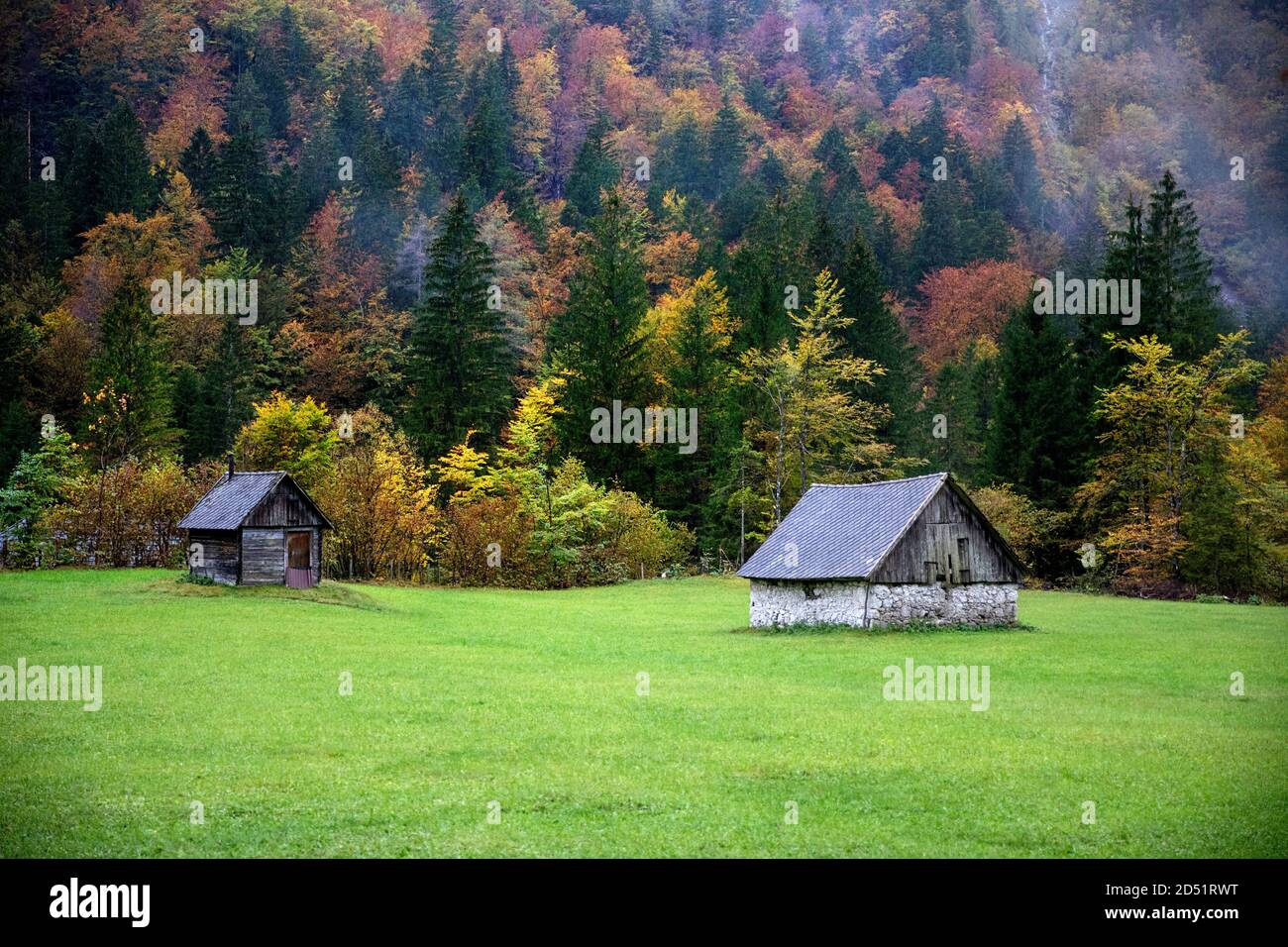 Typical hut in Radovna valley, Julian Alps, Slovenia Stock Photo - Alamy