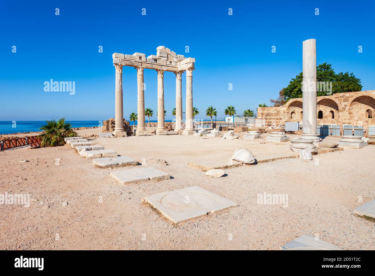 Temple of Apollo at the ancient city of Side in Antalya region on the ...