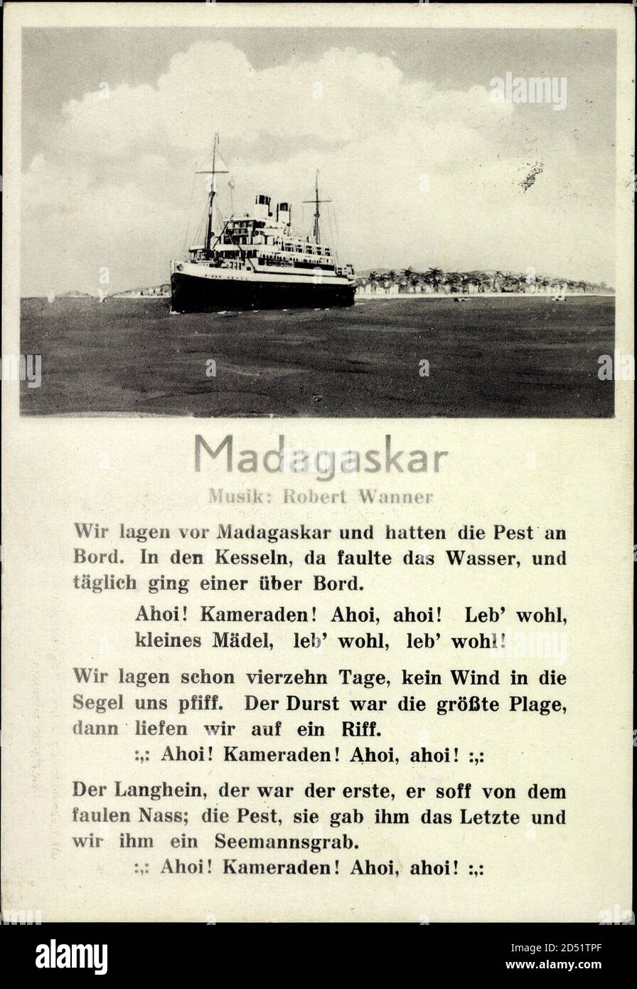 Lied Madagaskar, Robert Wanner, Dampfschiff, Ahoi Kameraden | usage ...