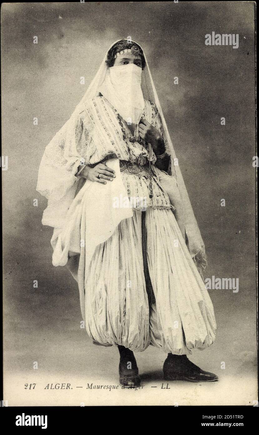 Algerien, Mauresque d'Alger, Maurin, Schleier, Gewand, Hose | usage ...
