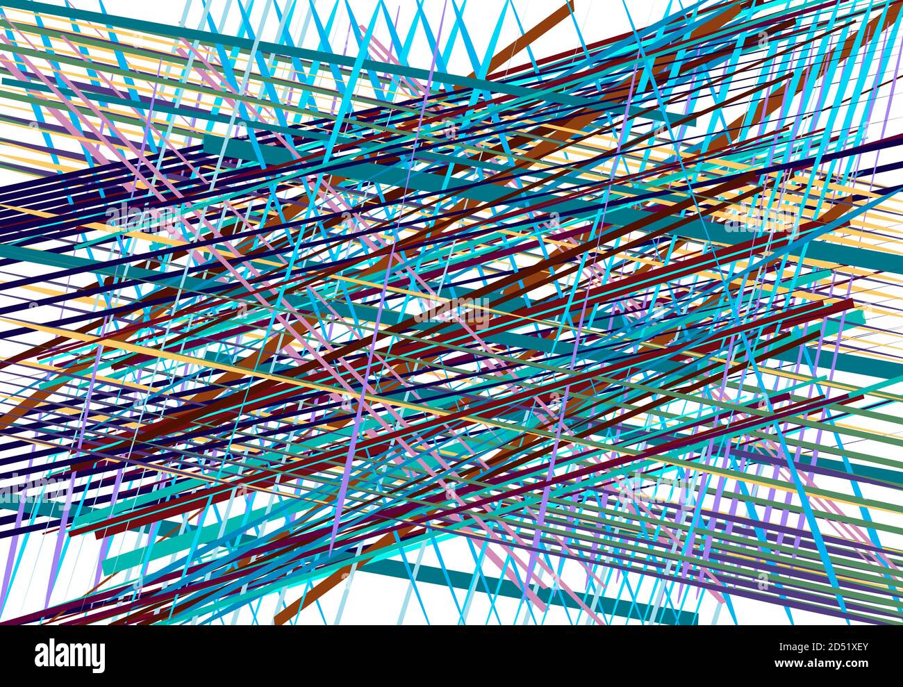 Abstract geometric chaotic jumble of intersecting lines stripes. Colorful random lines, stripes ...
