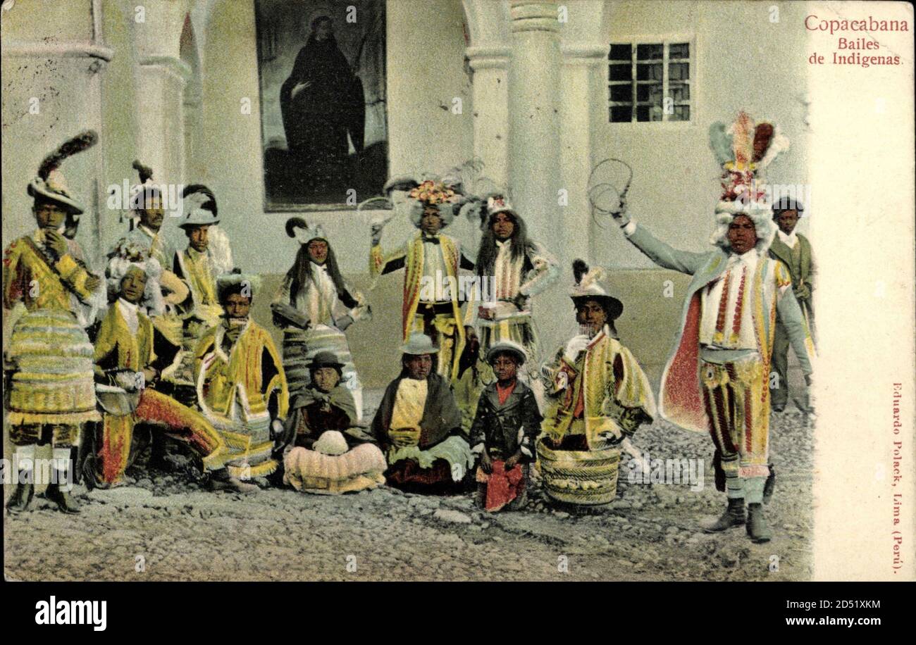 Peru, Copacabana Halbinsel, Bailes de Indigenas, Tänzer, Volkstypen ...