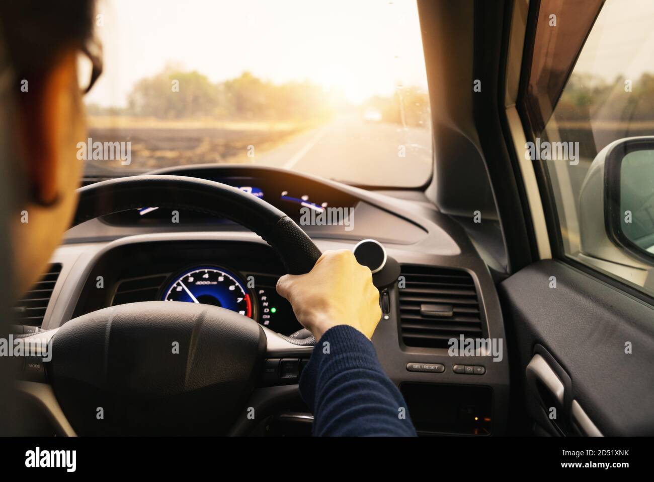 Safe drive, speed control and security distance on the road, driving ...