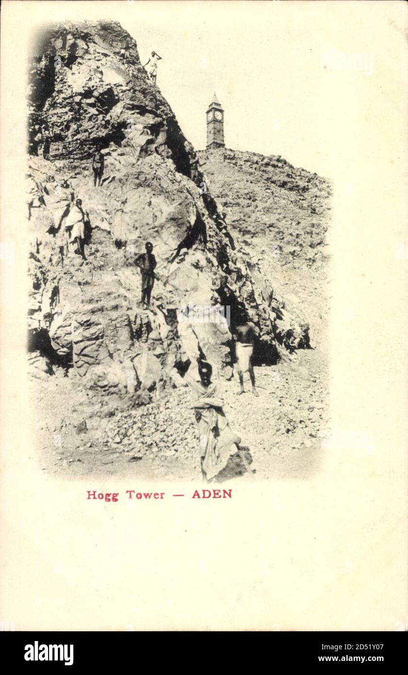 Aden Jemen, Blick auf den Hogg Tower, Felsen, Einheimische | usage ...