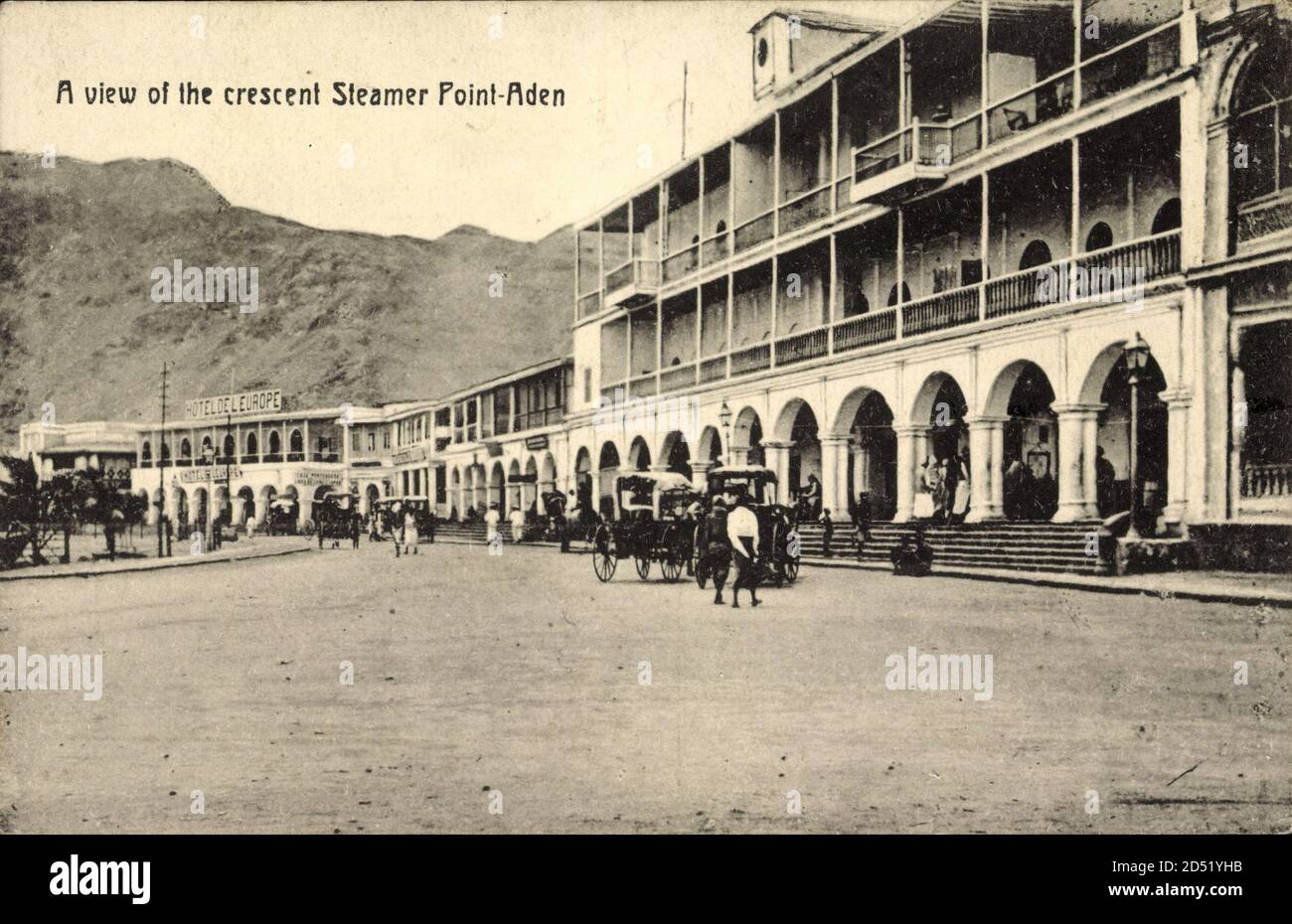 Jemen, A View of the crescent Steamer Point Aden, Hotel de Europe ...