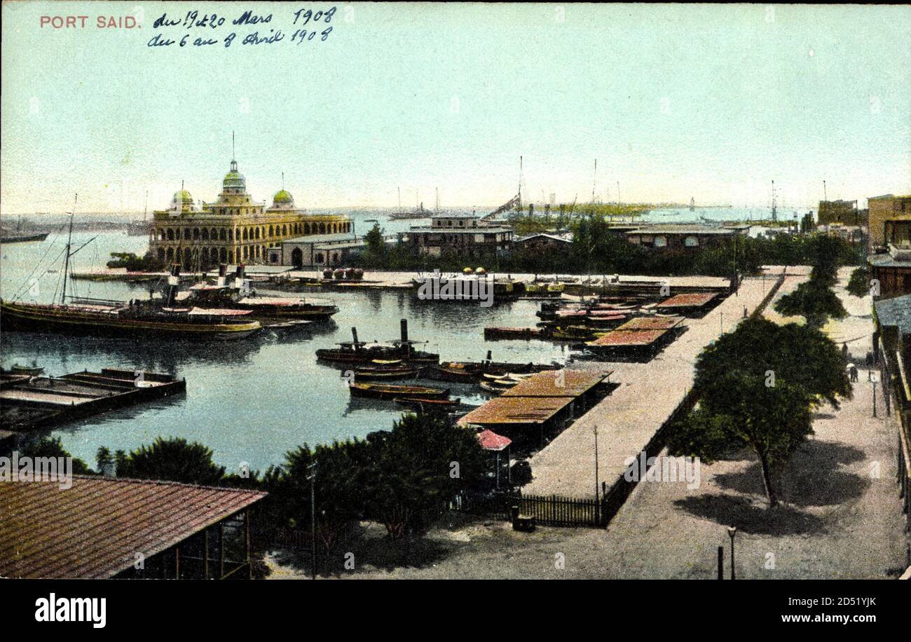 Port Said Ägypten, vue générale de la ville et du port | usage ...